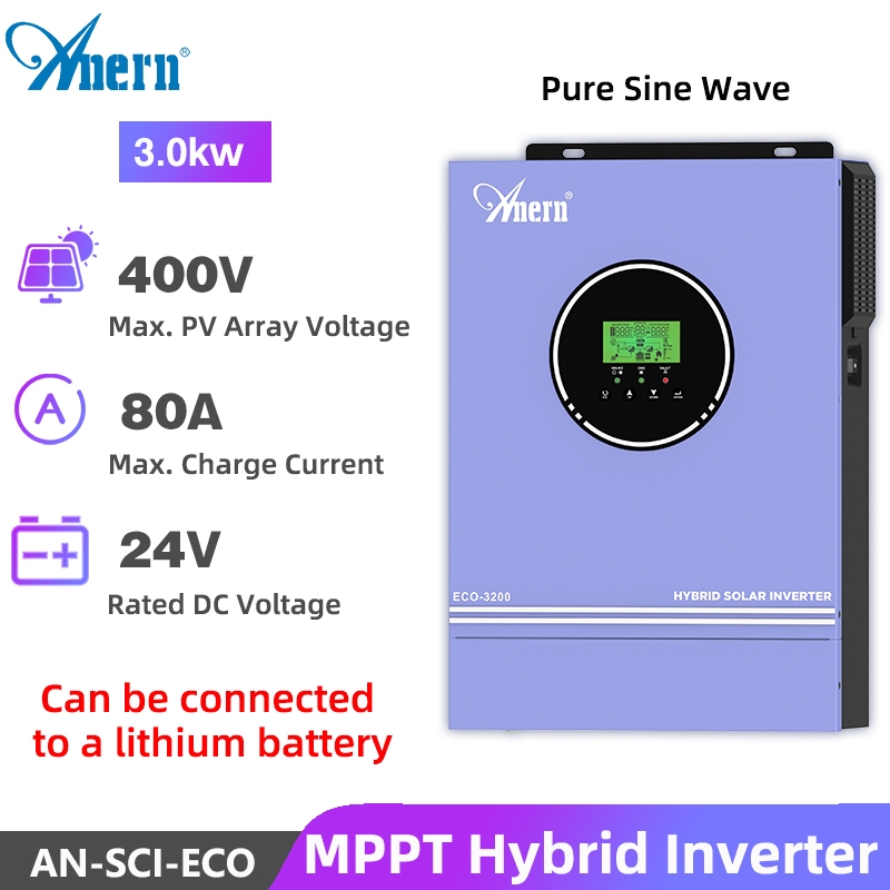 Anern 1600W 3000W 4200W 6200W Mppt Hybrid Inverter Off Grid Tie Pure Sine Wave 12v 24v 48v 220v ...