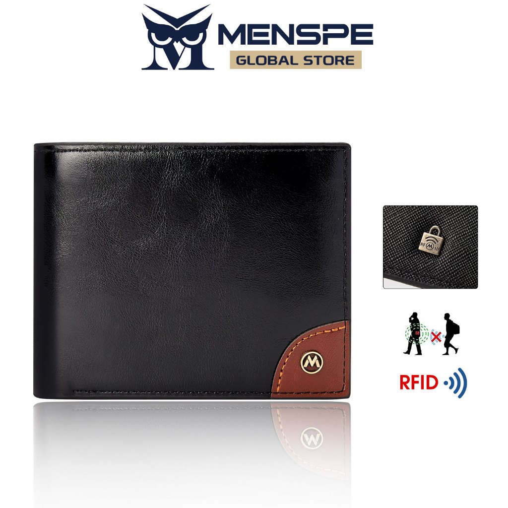 MENSE Men's Wallets Card Wallet RFID Block Wallet Zipper PU Wallets ...