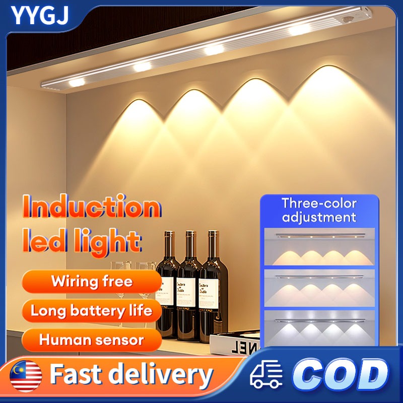 30/40/60cm LED Night Light 3 Color Dimmable Motion Sensor Cabinet ...