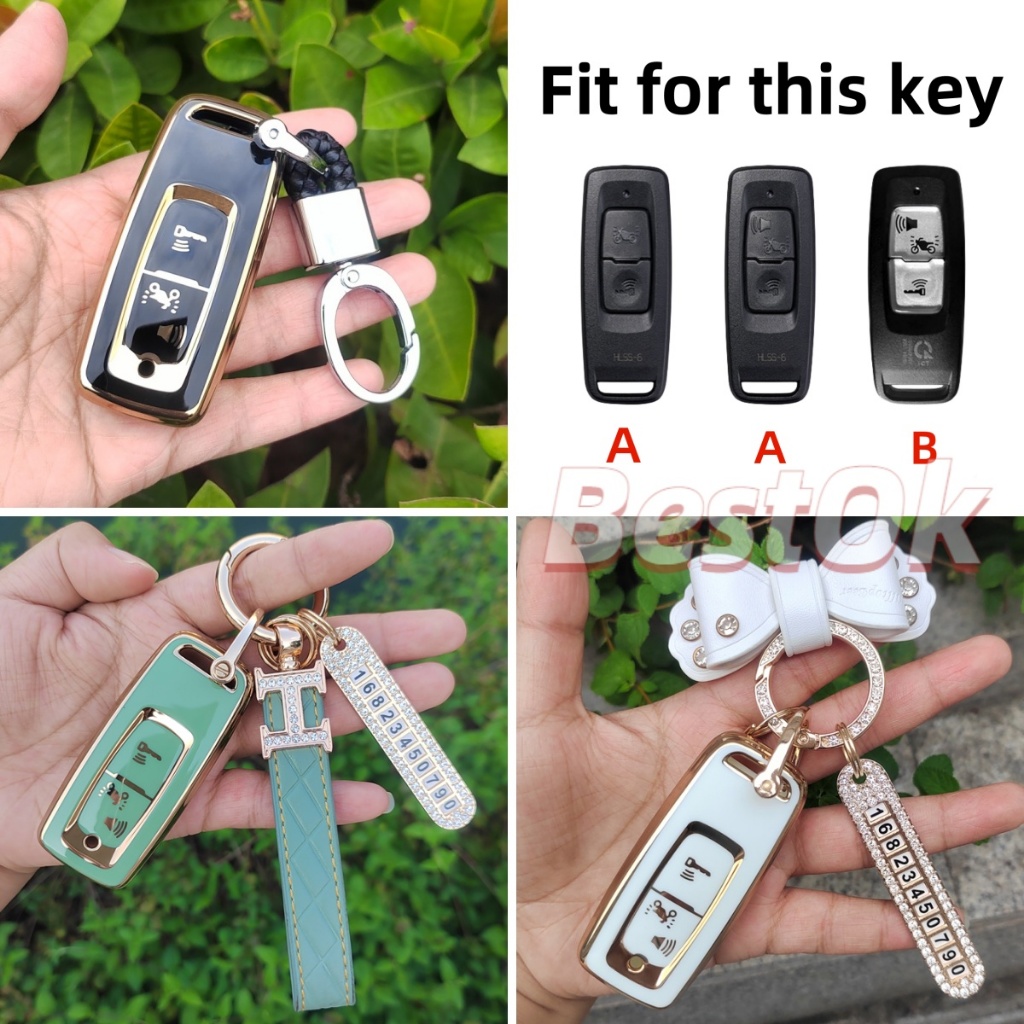 2 Buttons TPU Car Key Case Cover with Keychain for Honda PCX 160 125 ...