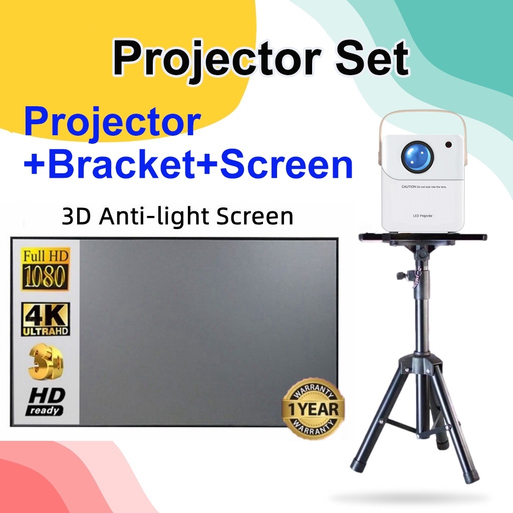 Projector Android 12.0 UHD 5G Wi-Fi Bluetooth LED Screen Mirror Mini ...