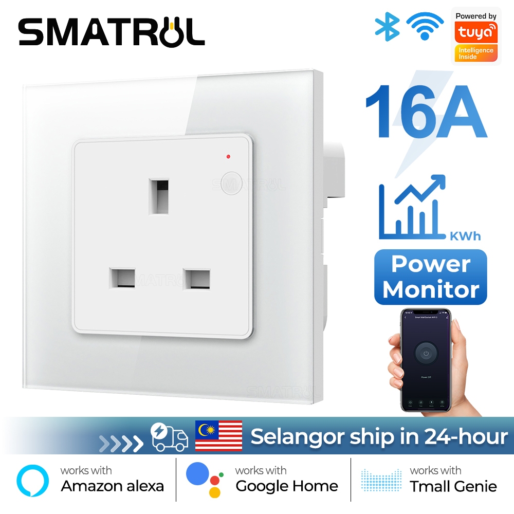 SMATRUL wifi Smart plug socket UK Plug Power Monitor 16A Smart Socket ...