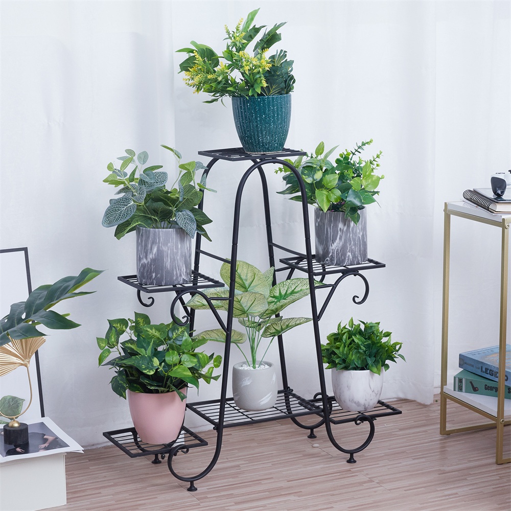 6 Tier Heavy Duty Metal Plant Stand Flower Pot Shelf Indoor Classic ...