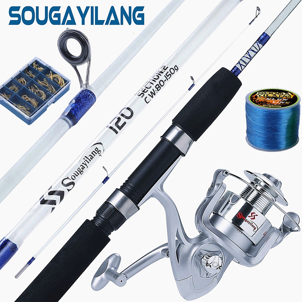 Sougayilang Portable Fishing Rod Reel Set 2 Section Lure Rod with 6BB 5 ...