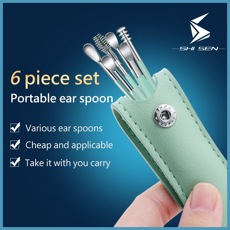 SHISEN 6-Piece Set Portable Ear Spoon Ear Picking Cleaning Ear Picking ...