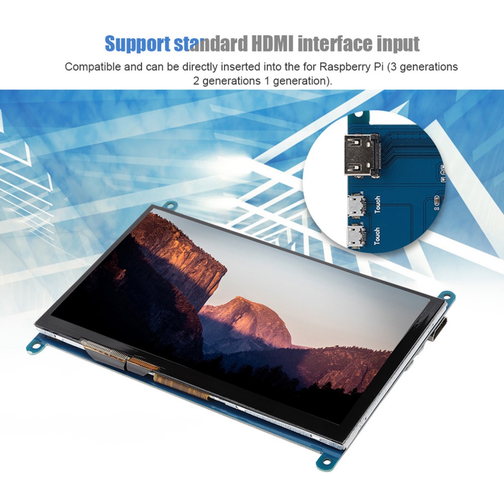 READY STOCK 7-Inch LCD HDMI 1024x600 Ultra HD Display Screen Capacitive Touch for Raspberry Pi ...