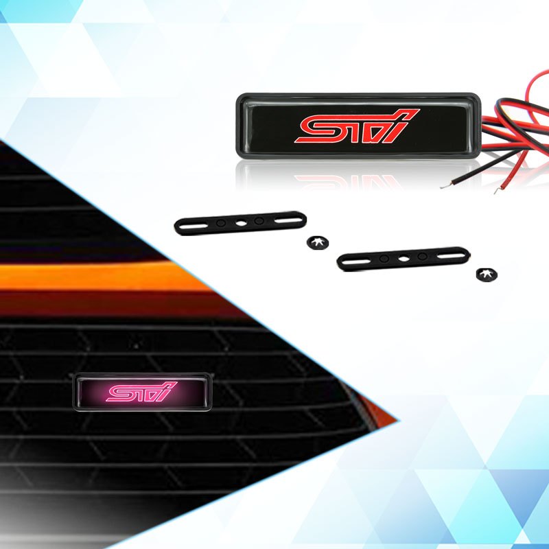 Exterior Car Styling STI Logo Lights LED Front Hood Grille Emblem For ...