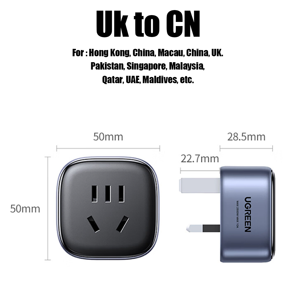 UGREEN adapter Multi-country Travel 250V Power to Socket Converter ...