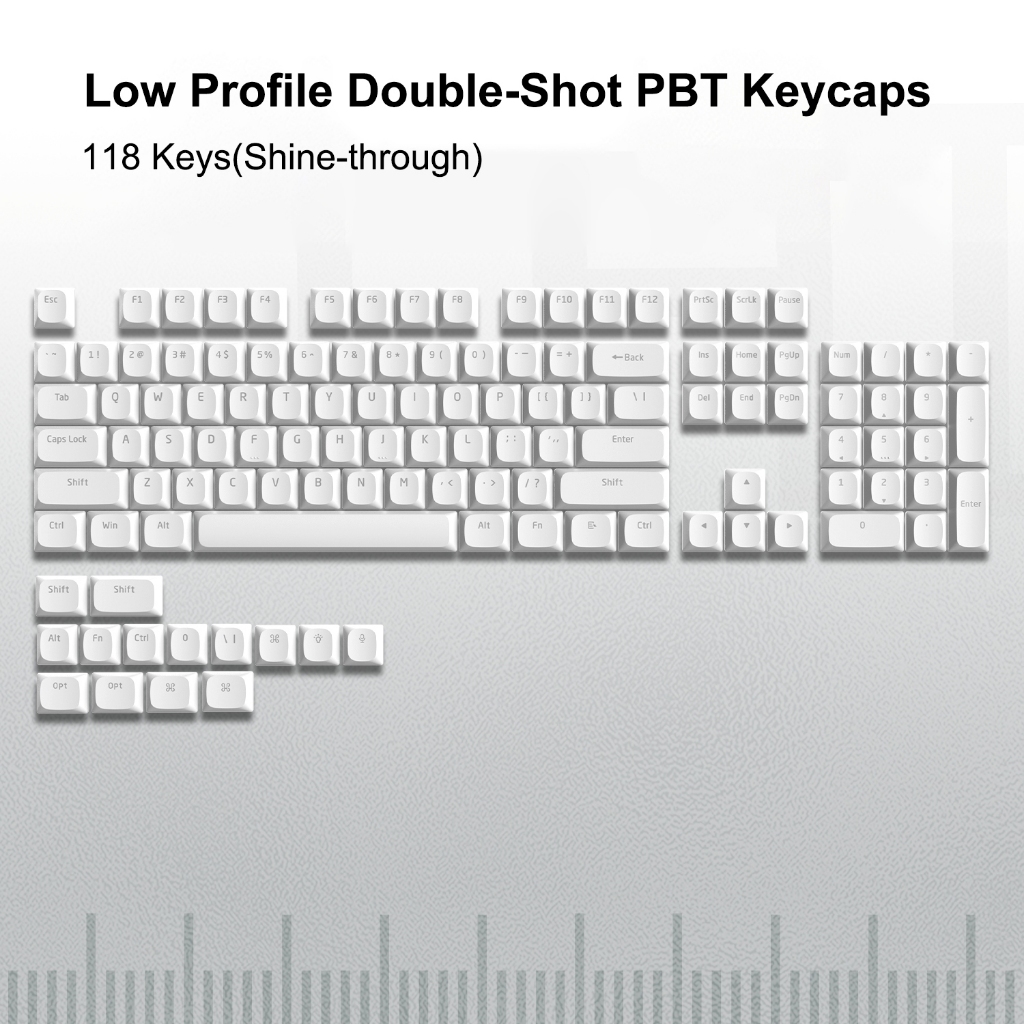 WOMIER 143 Keys PBT Low Profile Keycaps Shine Through RGB Backlit Key ...