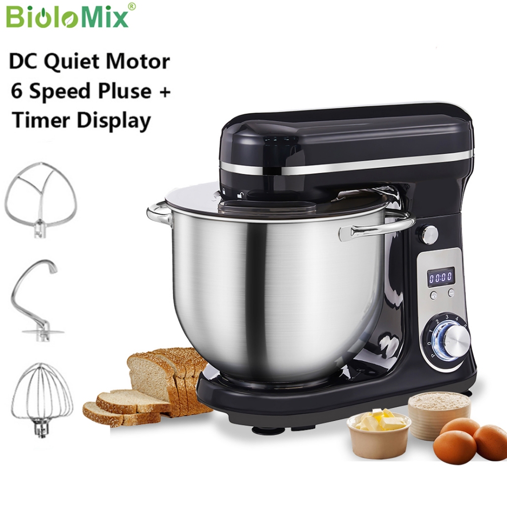 BioloMix 6L DC Quiet Motor 6 Speed Timer Display Food Stand Mixer Cream ...
