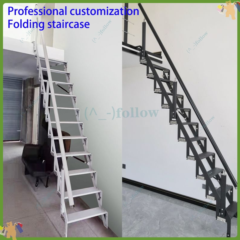 Back Wall Folding Stairs Household Attic Garage Ladder Telescopic ...