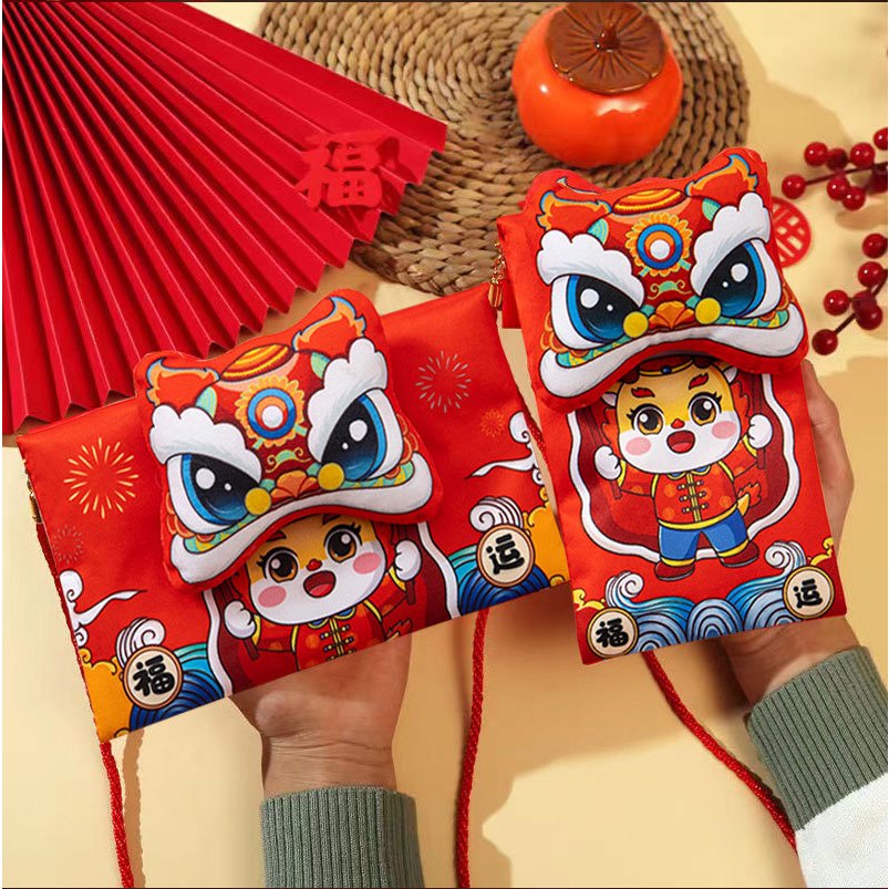 2024 CNY Cloth Red Envelopes Dargon Festival Cloth Red Angpao with ...
