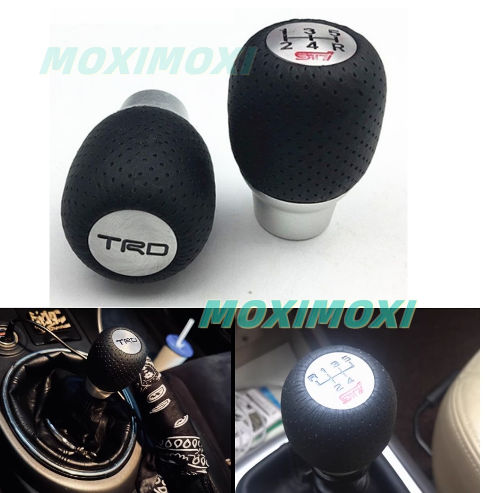 TRD/STI 5 Speed Leather Gear Knob Shifter Lever Head For Toyota Gear ...