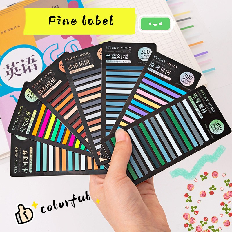 300 Sheets Notepad Bookmark Rainbow Color Thin Long Strip Index Memo ...