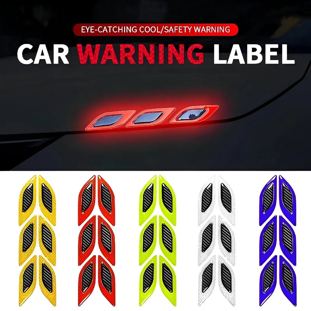 6 pieces 3D Car Style Reflective Carbon Fiber Bumper Strips Safety ...