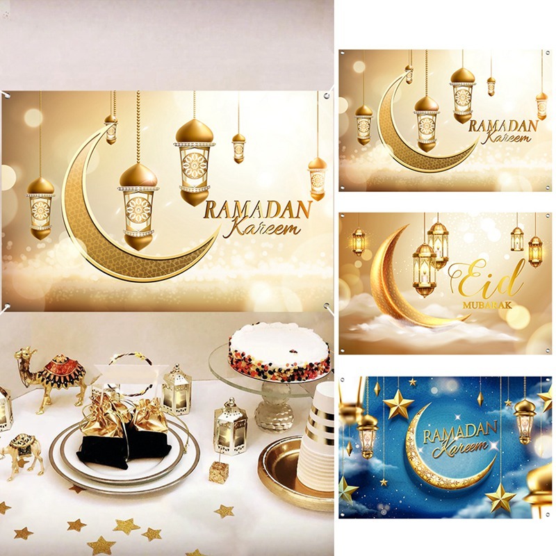 150*100cm Eid Backdrop Eid Mubarak Decor Banner Party Decorations Eid ...