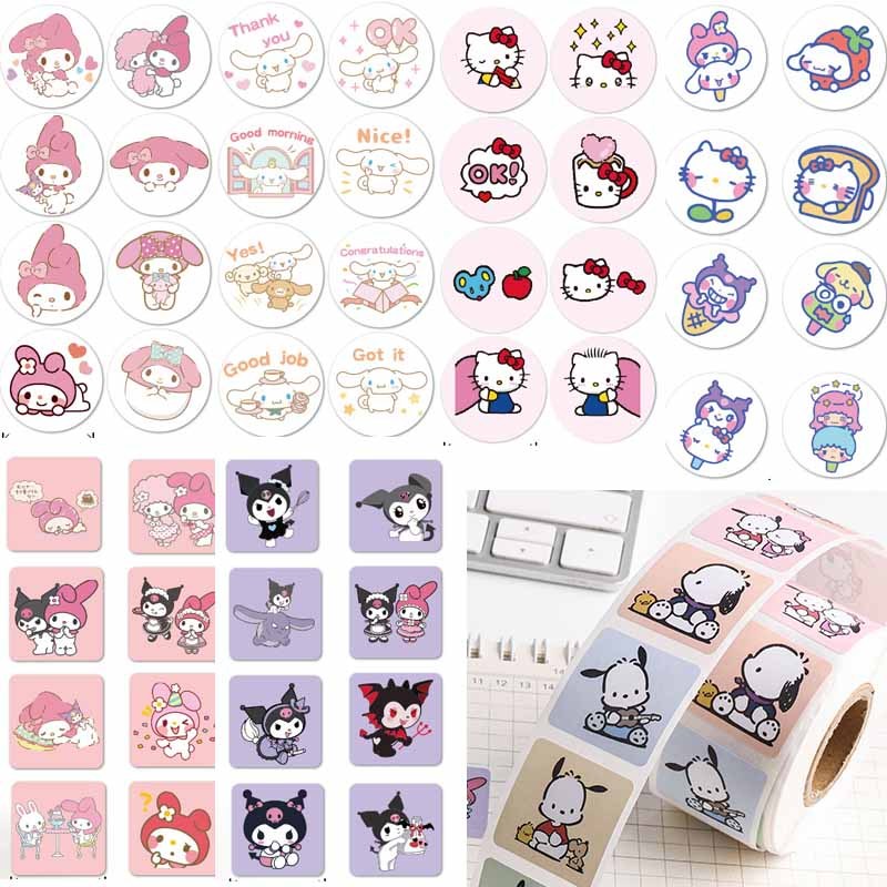 Sanrio Round Square Sealing Adhesive HelloKitty Sticker Self Adhesive ...