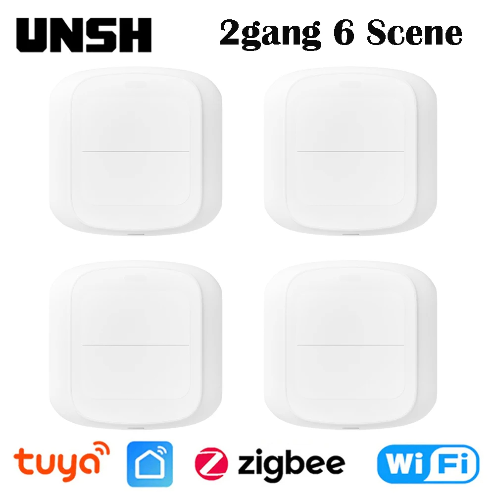 Tuya Smart WiFi/Zigbee Switch Push Button Switch 2Gang 6 Scene Wireless ...