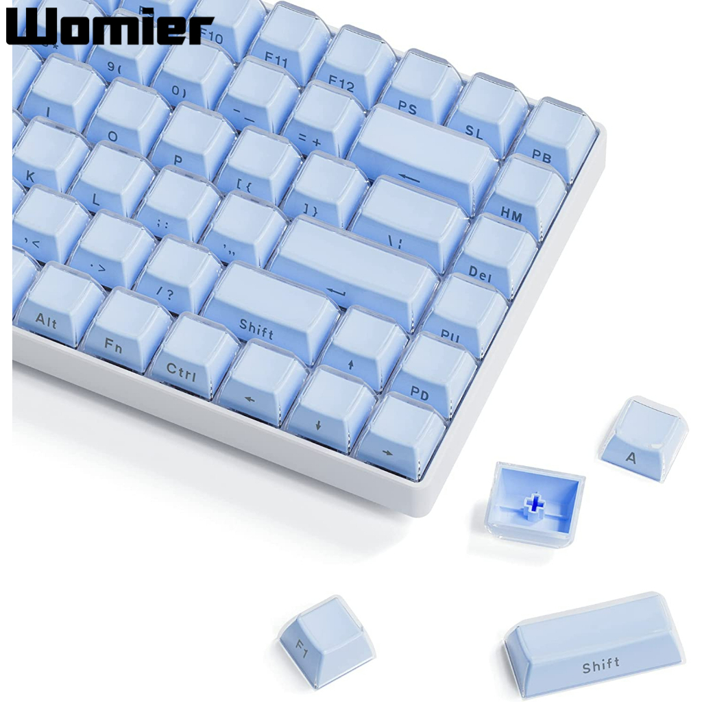 WOMIER Crystal Jelly Keycaps, OEM Profile 113 Keys Custom Pink/Blue ...