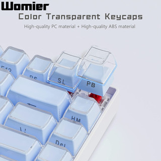 WOMIER Crystal Jelly Keycaps, OEM Profile 113 Keys Custom Pink/Blue Keycaps, Letter Side ...
