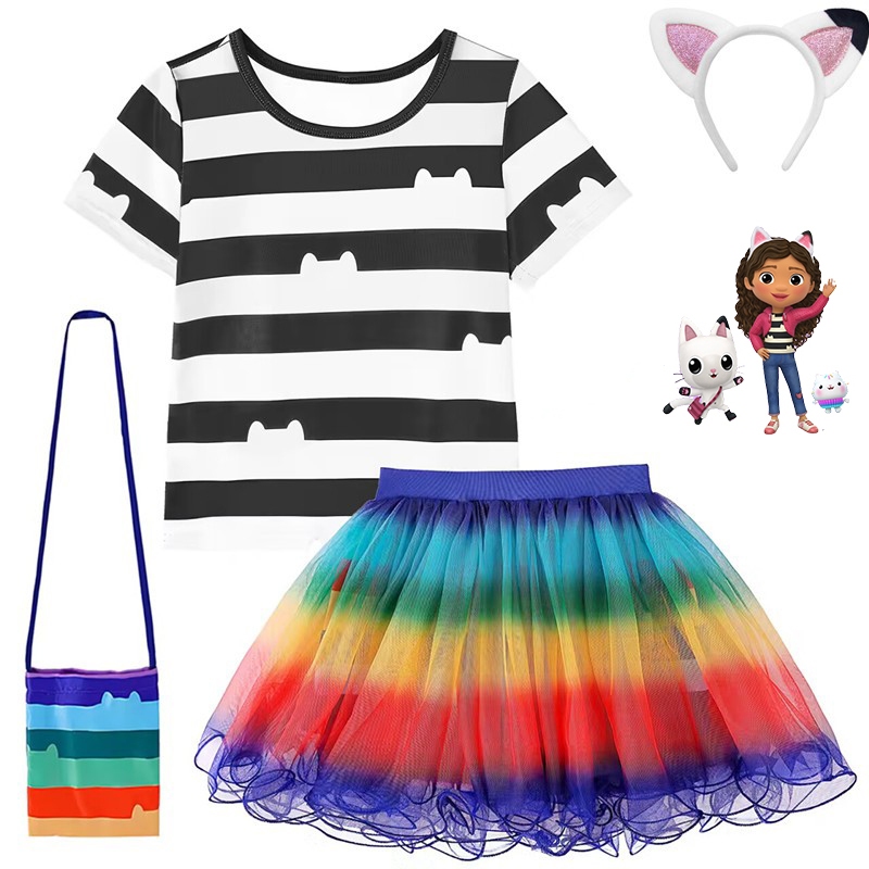 Gabby's Dollhouse Children's Clothing Suit Girls Rainbow Clothes Sets ...