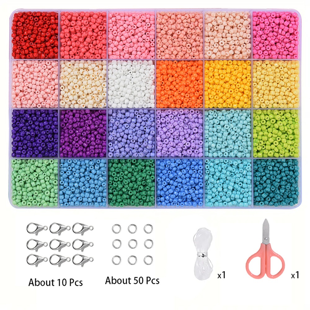 8400 pieces of 24 grid 3mm colored millet bead glass beads for ...