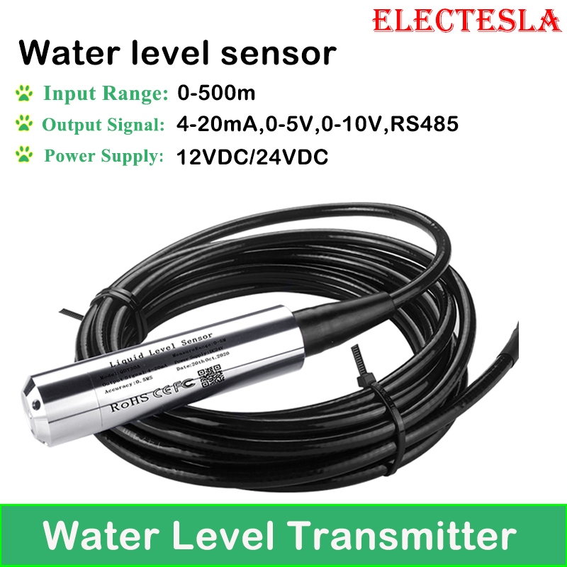 Water Level Transmitter 5m 10m Liquid Water Level Sensor 4-20mA 0-5V ...