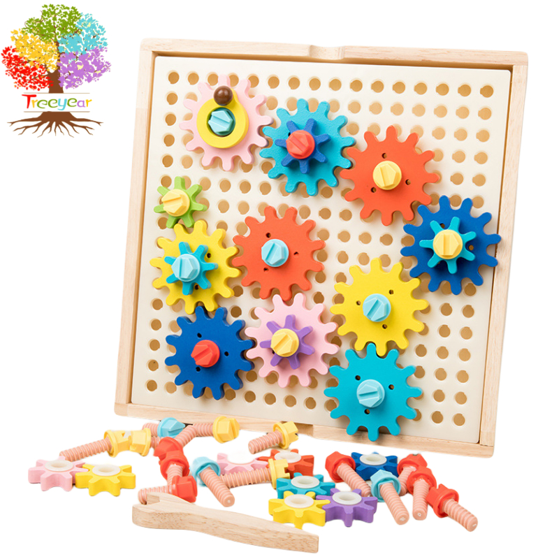 Screw Block Toy- Kids Wooden Manipulative with Screws and Screwdriver ...