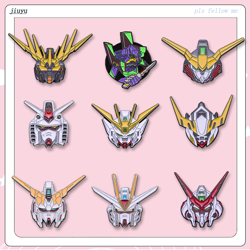 Mech Anime Head Portraits Enamel Pin Robot Gundam Lapel Brooch Denim ...