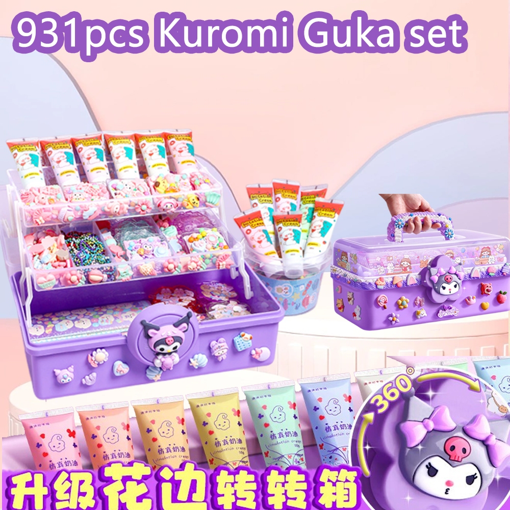 931pcs Cream Guka Guka Set Sticker Guka Kuka Girl Toy 3D Resin DIY Guka ...
