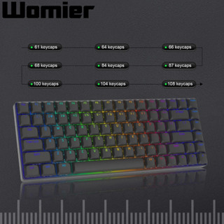 WOMIER 118 Keys Low Profile Pudding Keycaps Shine Through PBT Keycap ...
