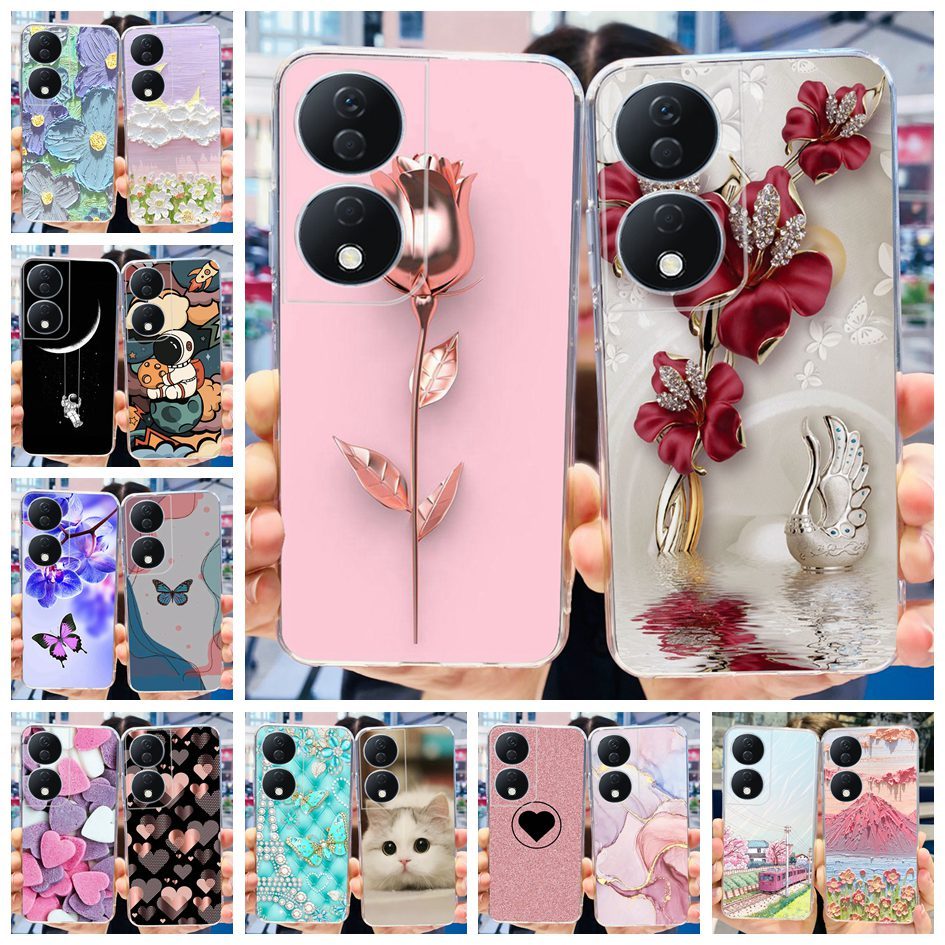 For Huawei Honor X7B 5G Case 2023 Popular Flower Cartoon Cover Clear ...