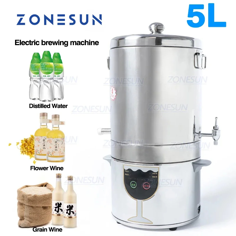 ZONESUN 5L Distilled Water Home Wine Distiller For Flower Grains Fruit ...