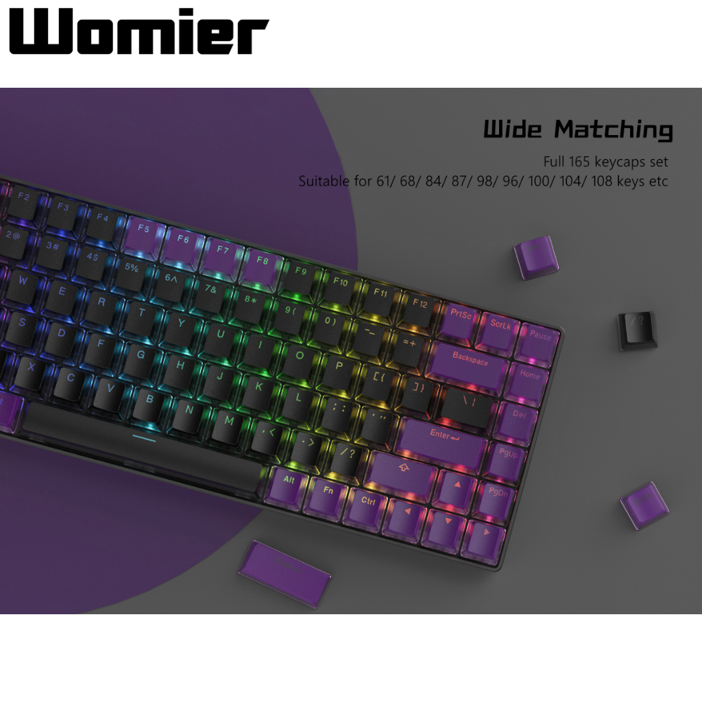 WOMIER 165 Keys Pudding OEM Keycaps Shine Through PBT Keycaps for ...