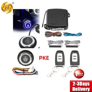 Car Engine Start Alarm System PKE Push Button Remote Starter Stop Alarm ...