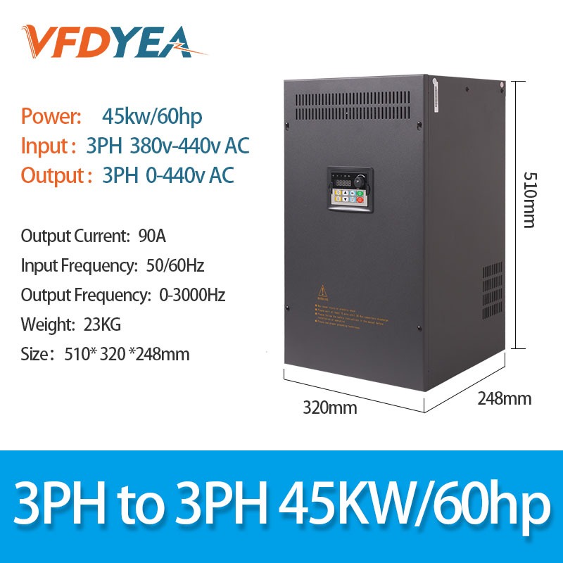 VFDYEA 415v 75kw(100hp)30kw (40hp) 37kw 45kw 55 kw 90kw VFD Vector Control Frequency Inverter ...
