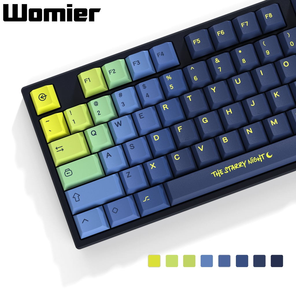 WOMIER Retro Horizontal Gradient Keycap, 131 Keys Keycap Double Shot ...
