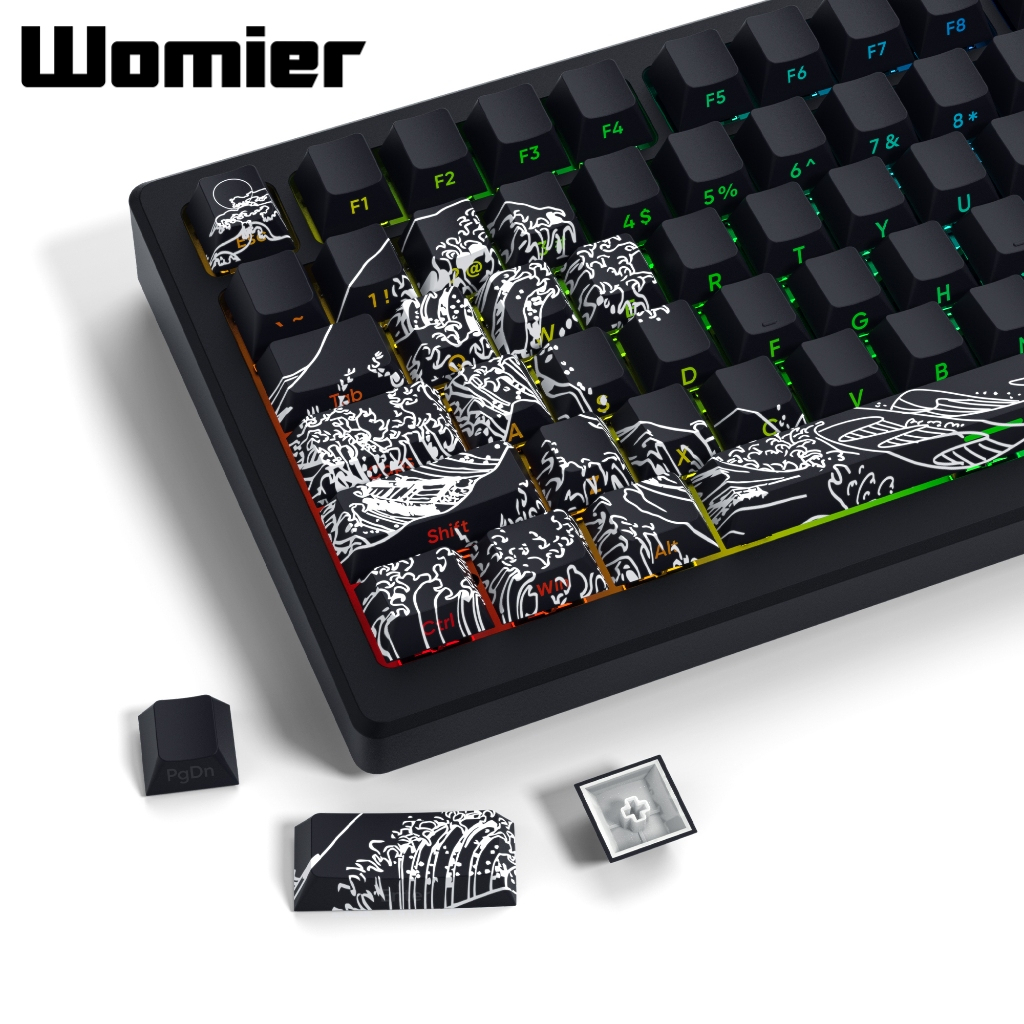 WOMIER RGB Backlit Shine Through Keycaps 131 Keys Side Printed Dye Sub ...