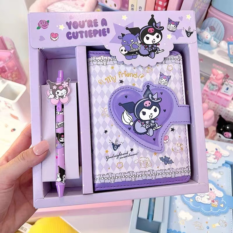 Sanrio Kuromi Notebooks with Pen for Student Melody/Cinnamoroll/Hello ...