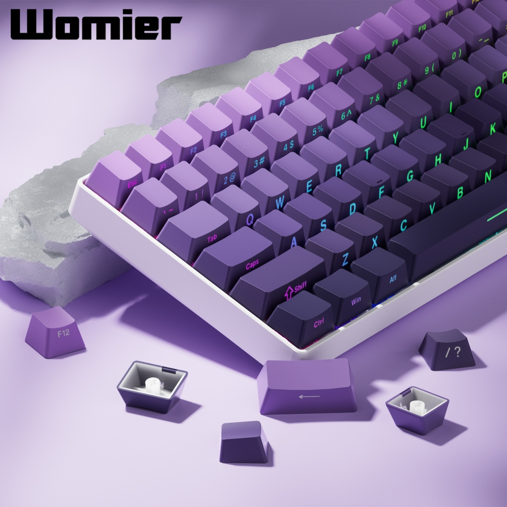 WOMIER 135 Keys Side Printed Keycaps, PBT Double Shot Shine Through ...