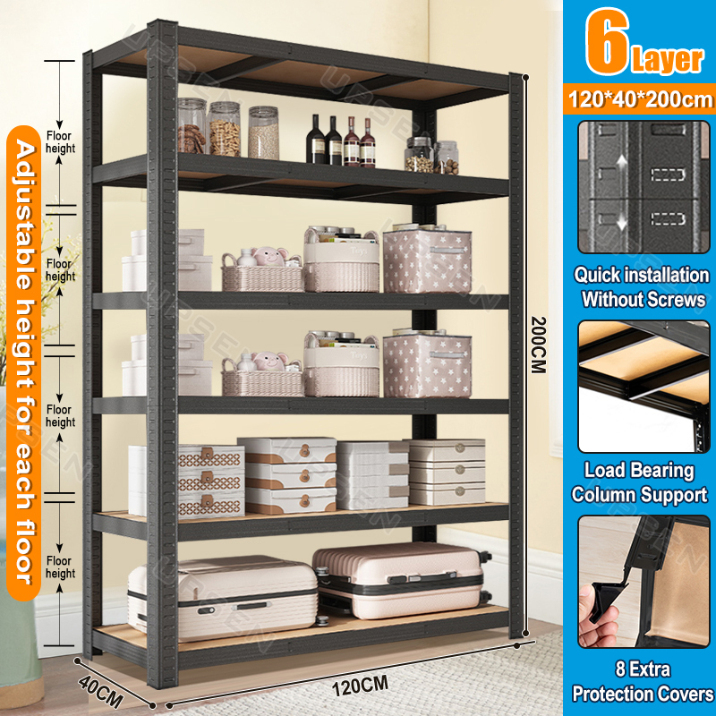 3/6 Tier Metal Boltless Rack Home kitchen Store Storage Rack Warehouse ...