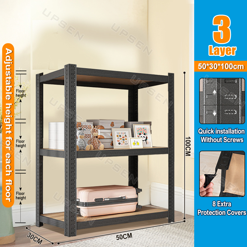 3/6 Tier Metal Boltless Rack Home kitchen Store Storage Rack Warehouse Rak Besi Serbaguna ...