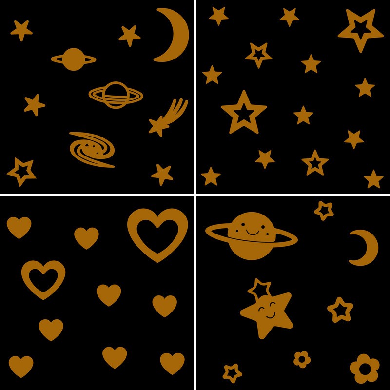 Moon Stars Glow Stickers Triangle Luminous Stickers Round Dots Night ...
