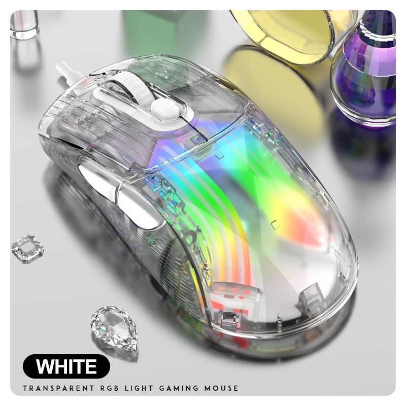 XUNFOX XYH10/XYH20 Transparent Gaming Mouse RGB 7Key DPI 2400 Bluetooth ...