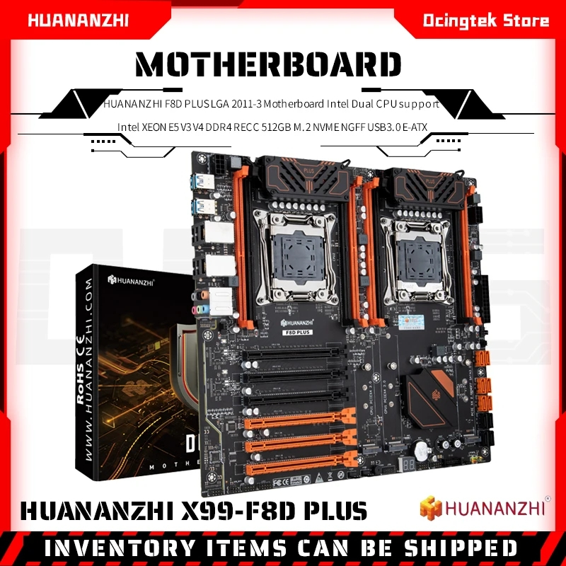 HUANANZHI F8D PLUS E-ATX Motherboard LGA 2011-3 Intel Dual CPU Support ...