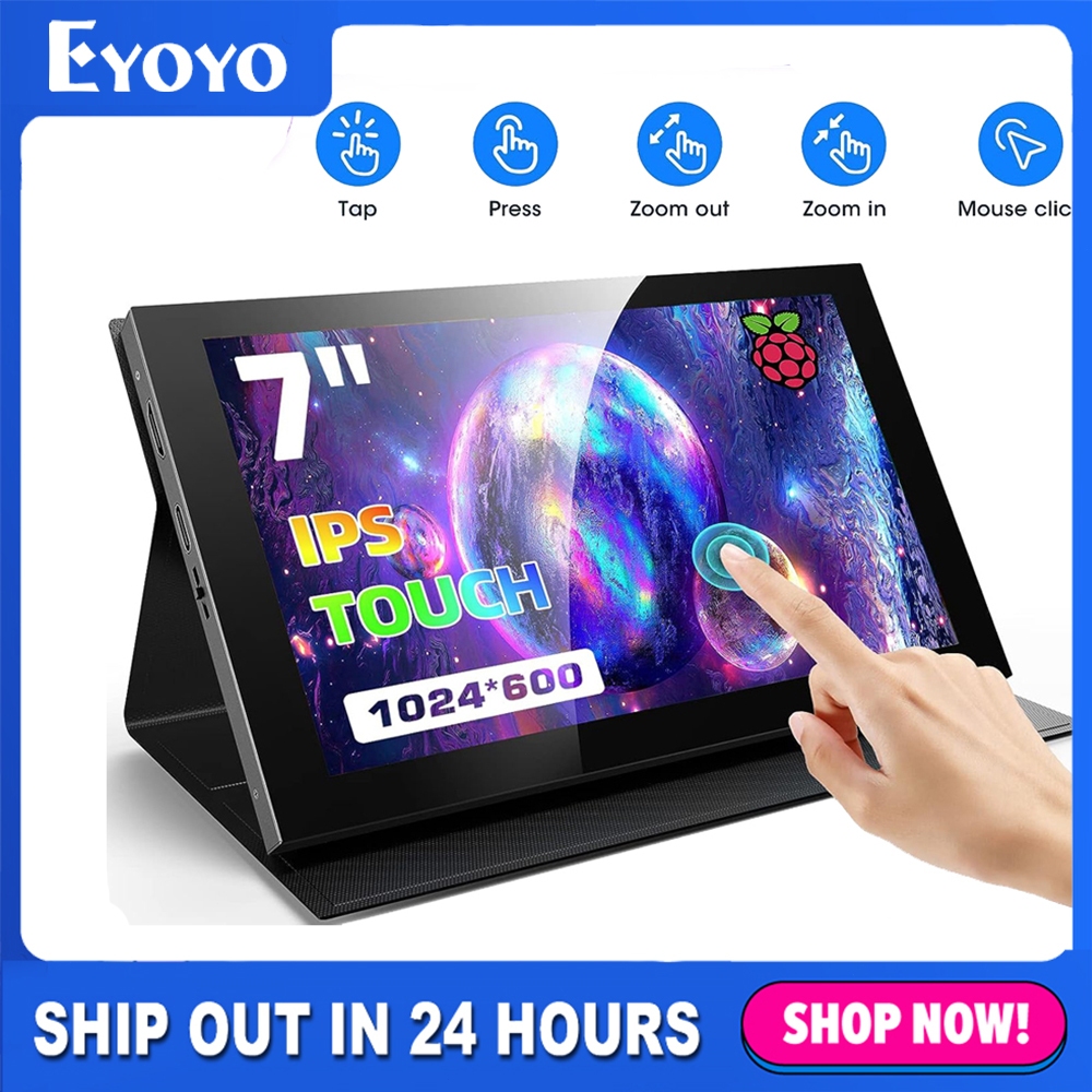 EYOYO 10 inch Raspberry Pi Screen, 1024x600 IPS Capacitive Touchscreen ...