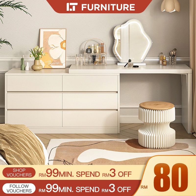 Dressing Table Chest Drawer Meja Solek Makeup Table With Side Cabinet L ...