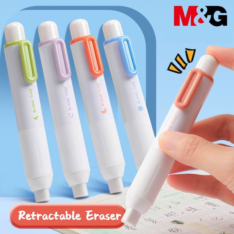 M&G Retractable Eraser Cute Large Size Pen Shape Eraser Portable Rubber ...