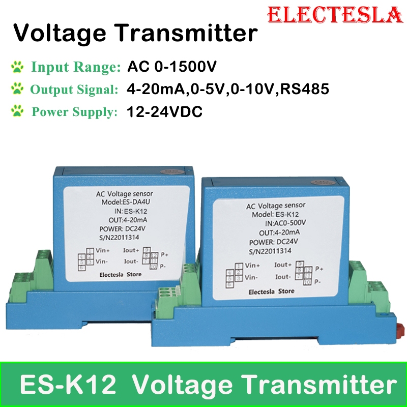 AC Voltage Isolation Transmitter Voltage Sensor Input AC 0-1500V Output ...