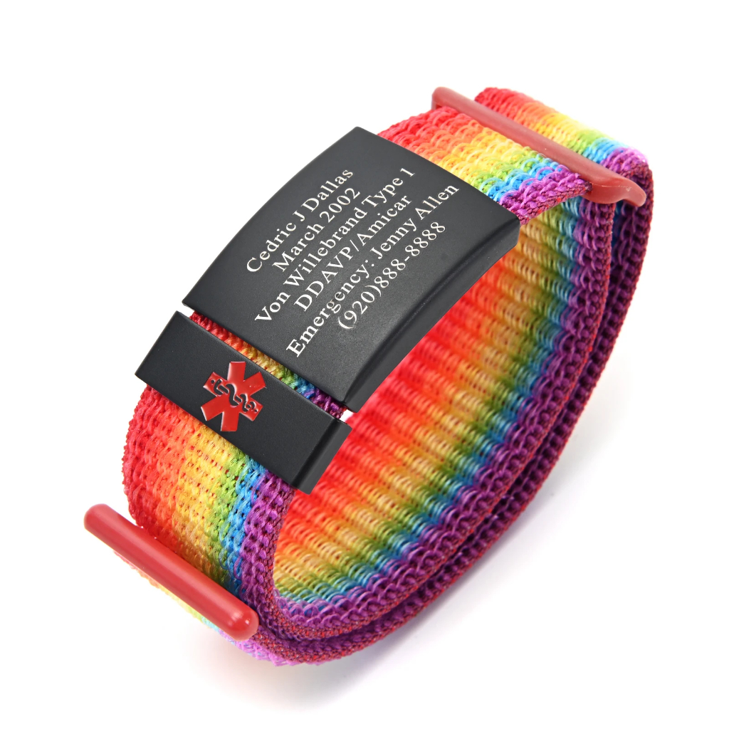 22mm Custom Medical Alert Bracelets For Men Women Emergency Nylon Strap ...